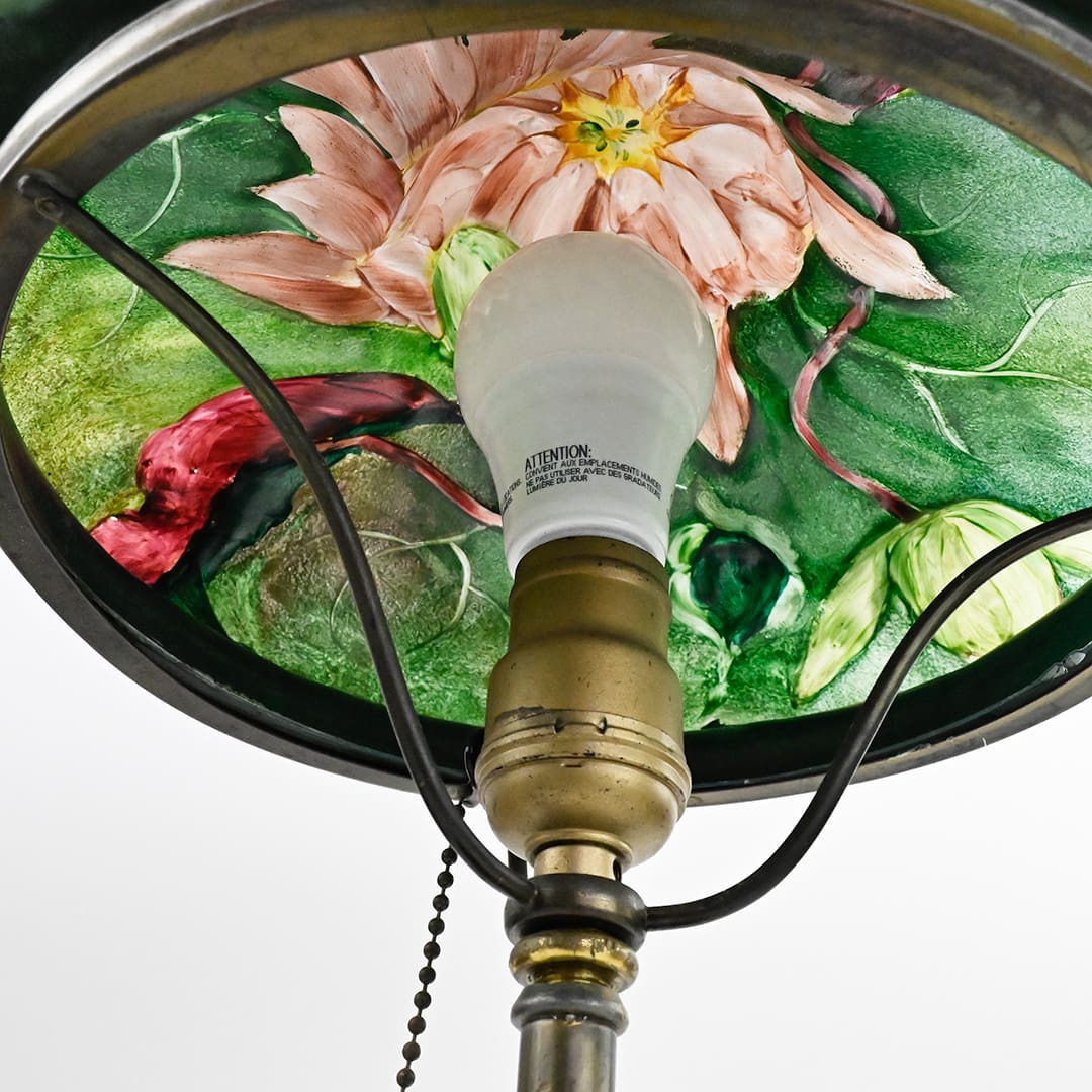 Antique Pairpont Puffy Lotus Flower Lamp on Bronze Poppy Base, Circa ...