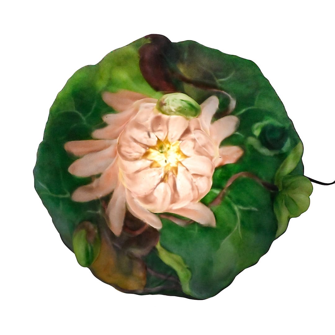 Antique Pairpont Puffy Lotus Flower Lamp on Bronze Poppy Base, Circa ...