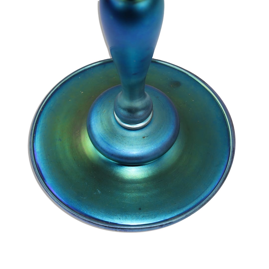 Steuben Blue Aurene Glass Candlestick