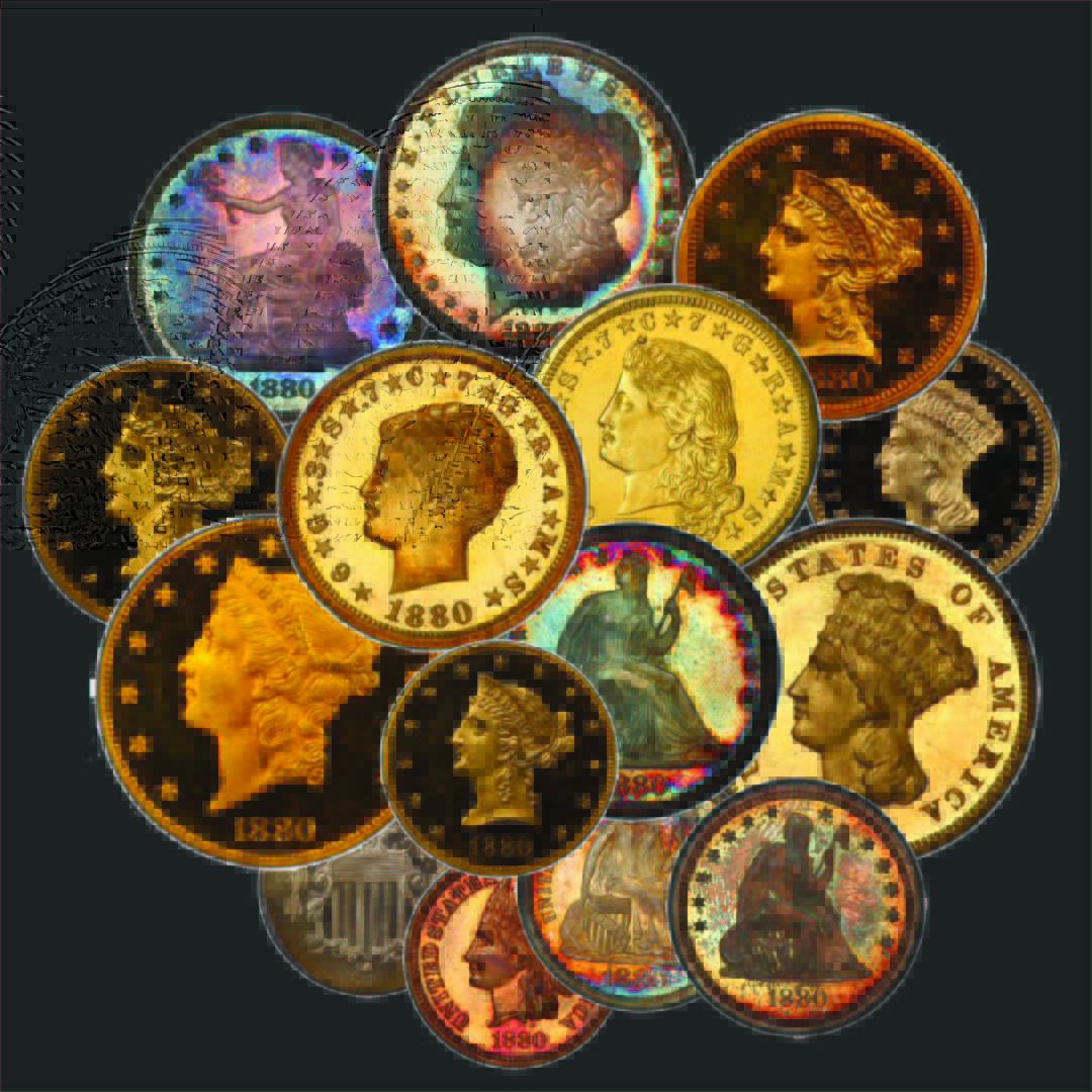 The Finest Full 1880 Proof Set of Rare Coins CAC Certified