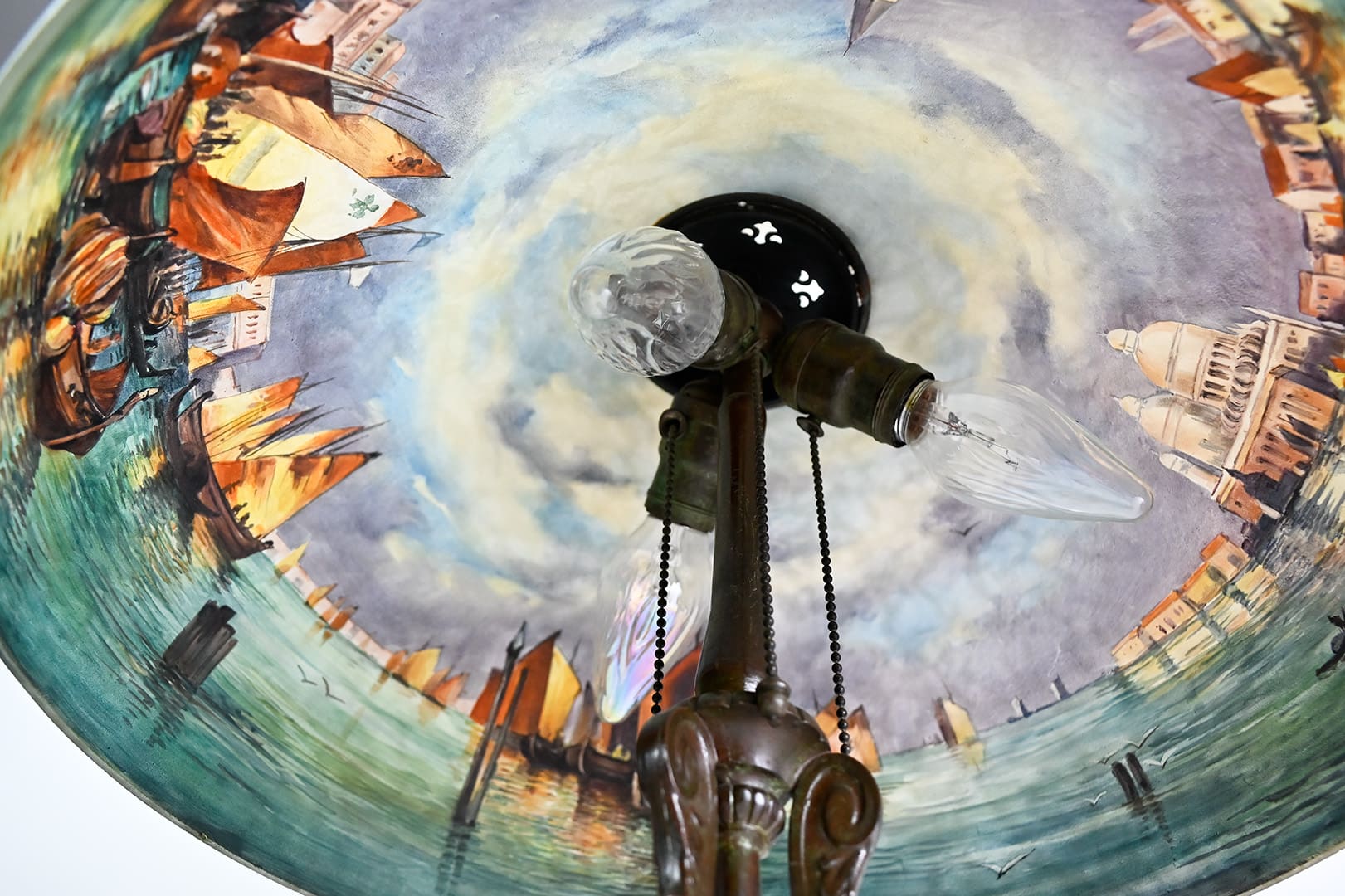 Handel Reverse Painted Venitian Scene Lamp - Tangible Investments