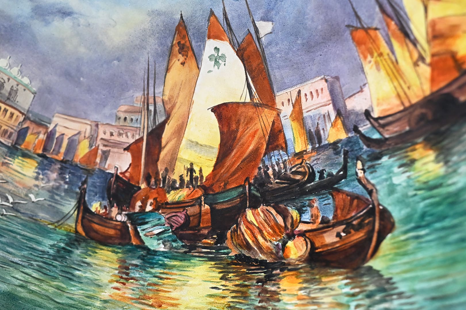 Handel Reverse Painted Venitian Scene Lamp - Tangible Investments