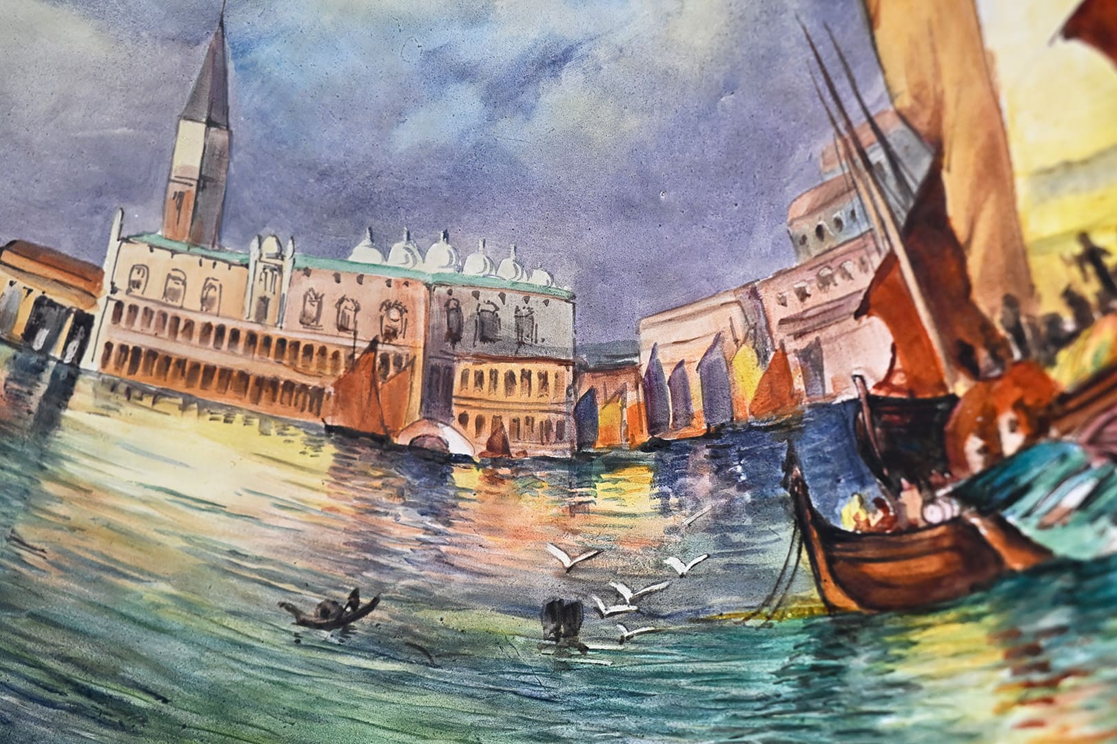 Handel Reverse Painted Venitian Scene Lamp - Tangible Investments