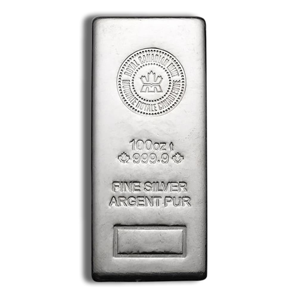 100 oz Silver Bar - Royal Canadian Mint - RCM - Tangible Investments