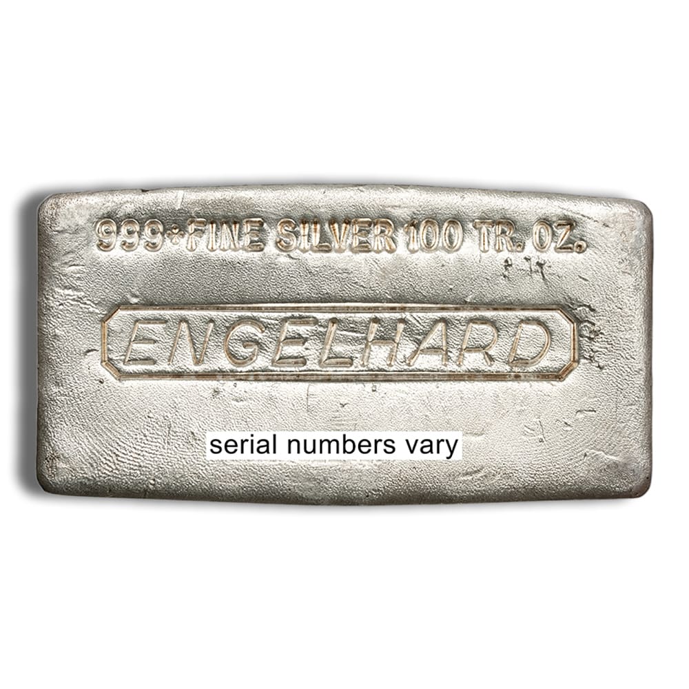100 oz Silver Bar - Engelhard (Poured/Extruded) - Tangible Investments