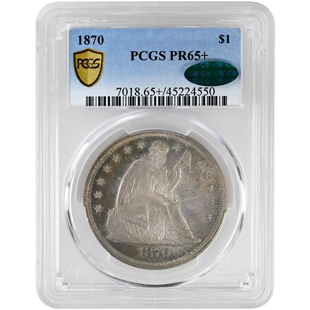 1870 $1 Liberty Seated Dollar, PCGS PR65+ CAC - Tangible Investments