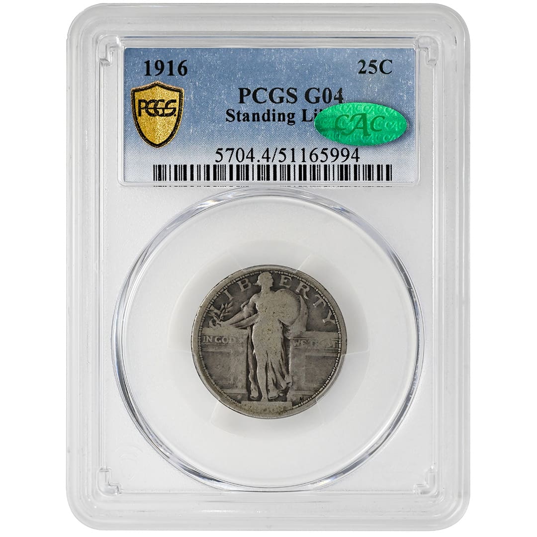 1916 25C Standing Liberty Quarter PCGS G04 CAC - Tangible Investments