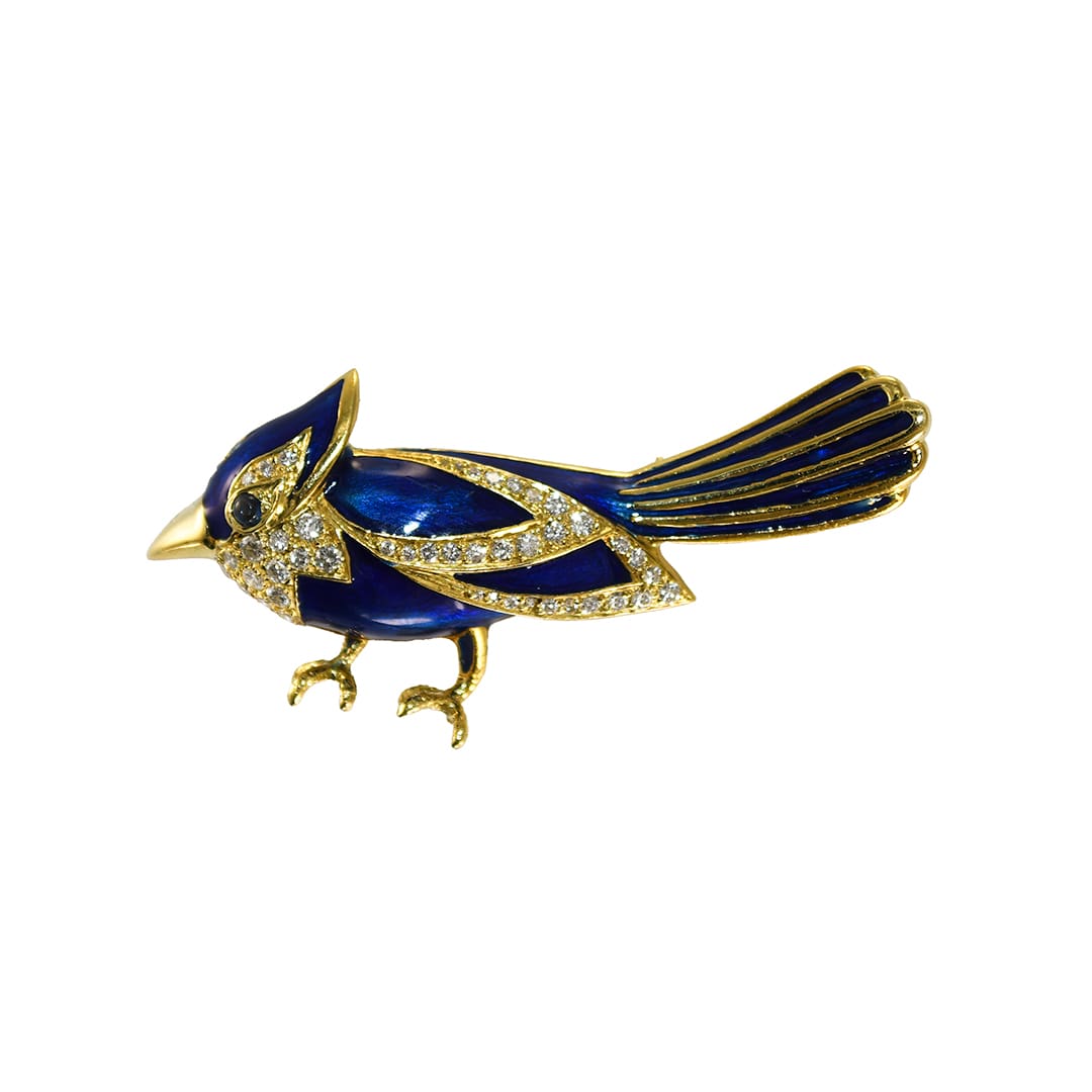 Bluebird Brooch in 18K Yellow Gold