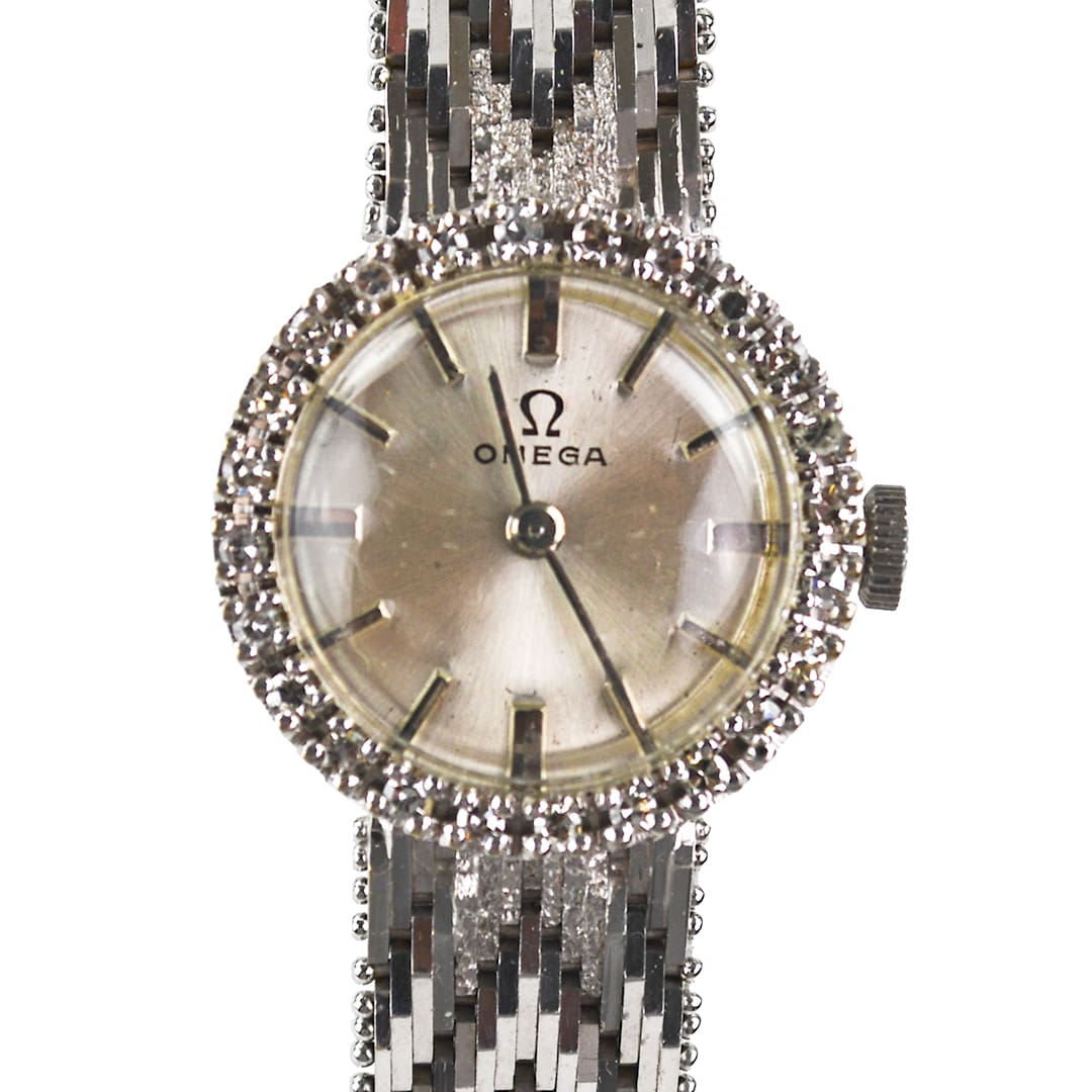 Vintage Diamond Omega Watch in 18K White Gold