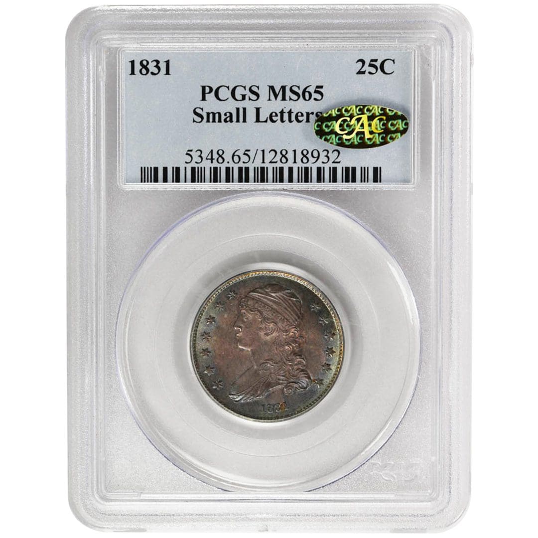 1831 25C Small Letters Capped Bust Quarter, PCGS MS65 Small Letters ...