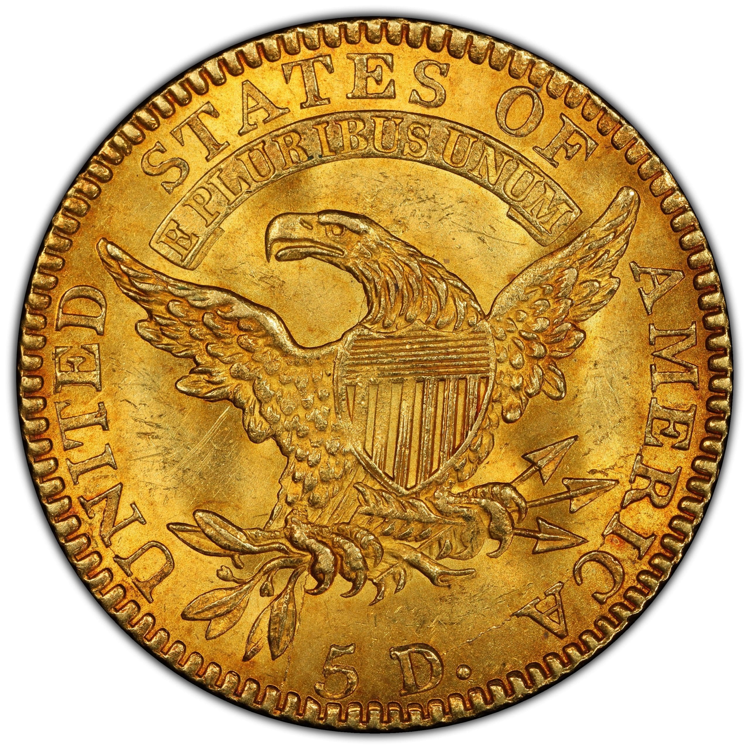 1818 $5 Capped Bust, PCGS MS63+, CAC - Tangible Investments