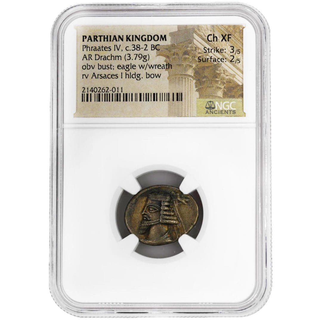 Phraates IV, c.38-2 BC PARTHIAN KINGDOM, AR Drachm, NGC Ch XF ...