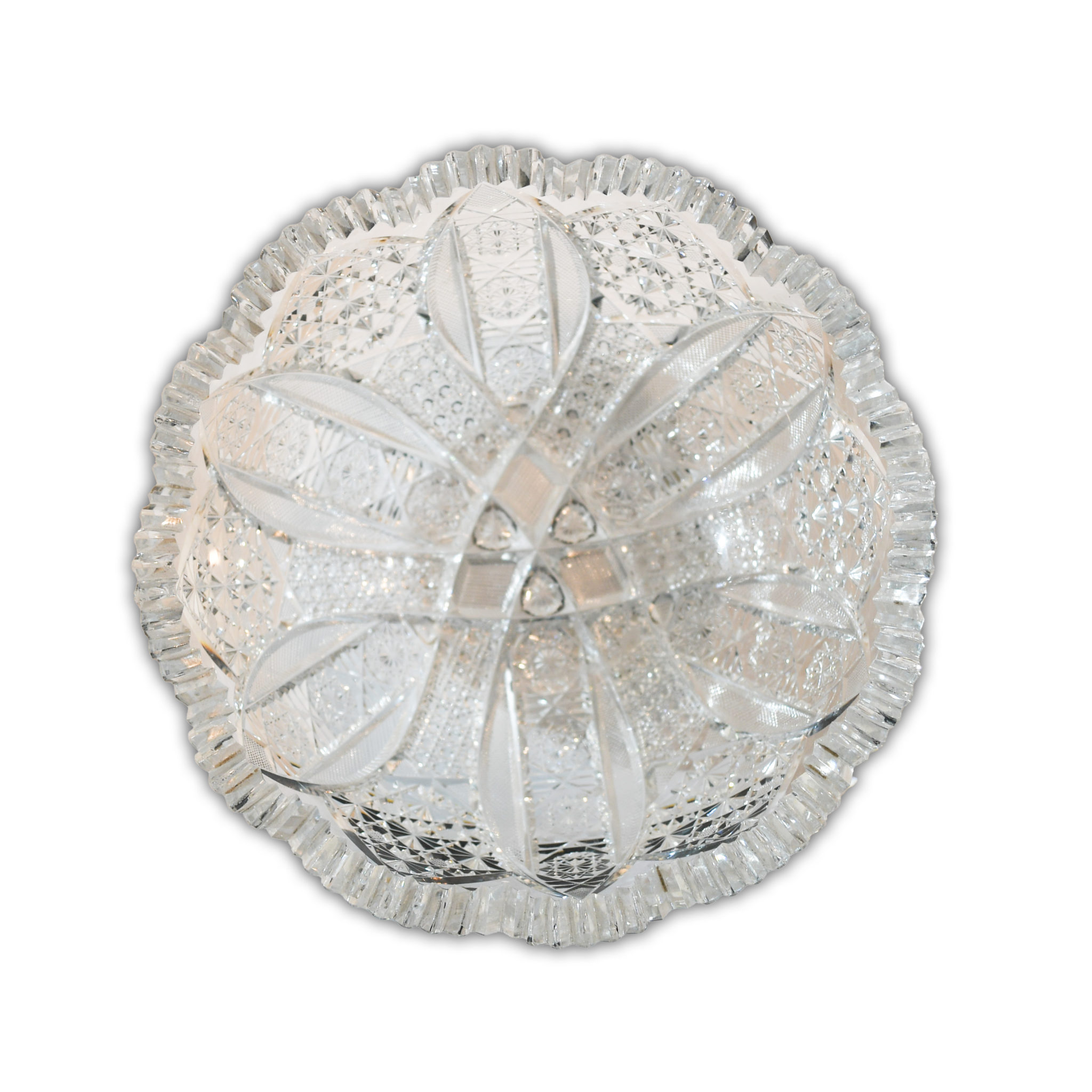 Pressed Cut Glass Bowl 8" width - Tangible Investments