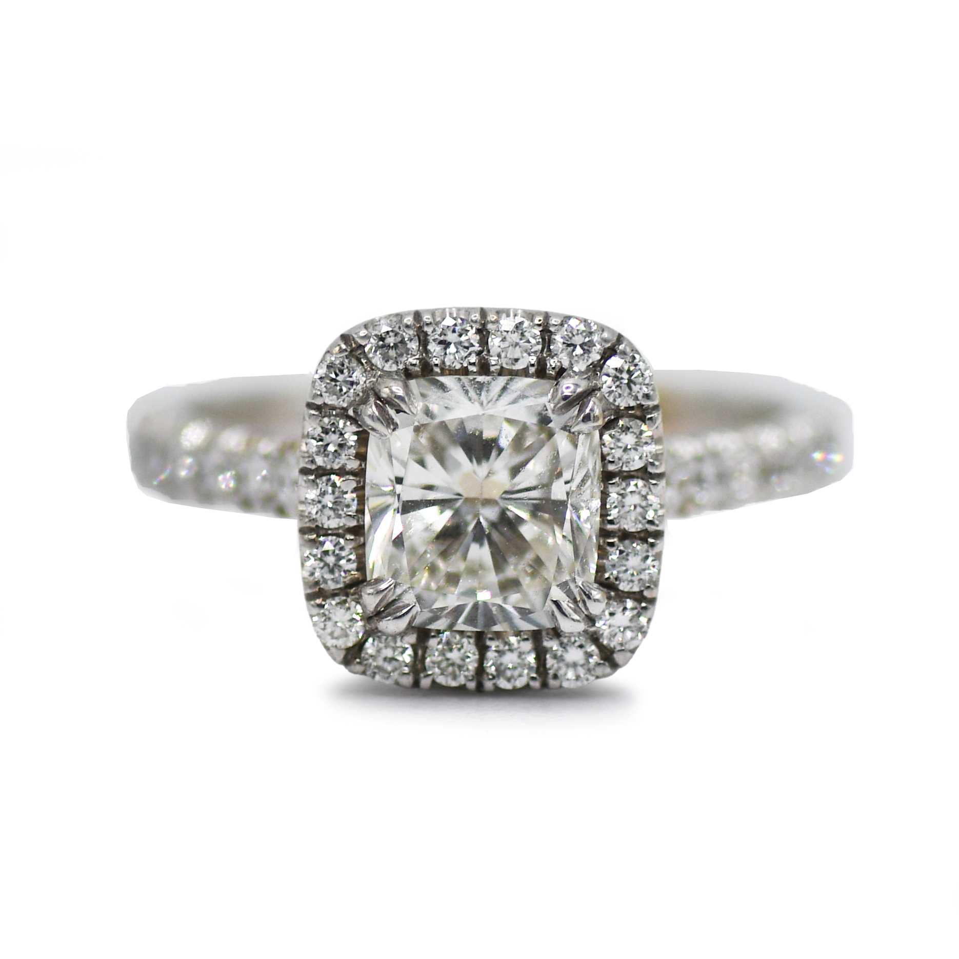 14K White Gold Square Modified Diamond Ring - Tangible Investments