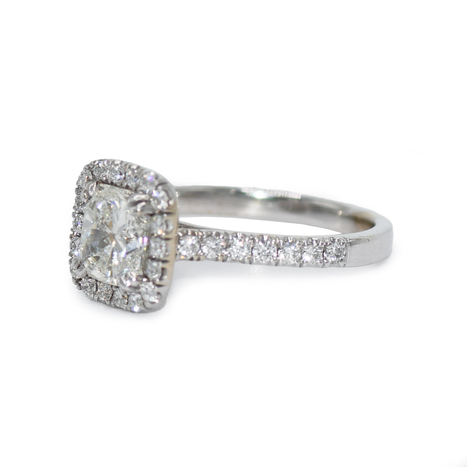 14K White Gold Square Modified Diamond Ring - Tangible Investments