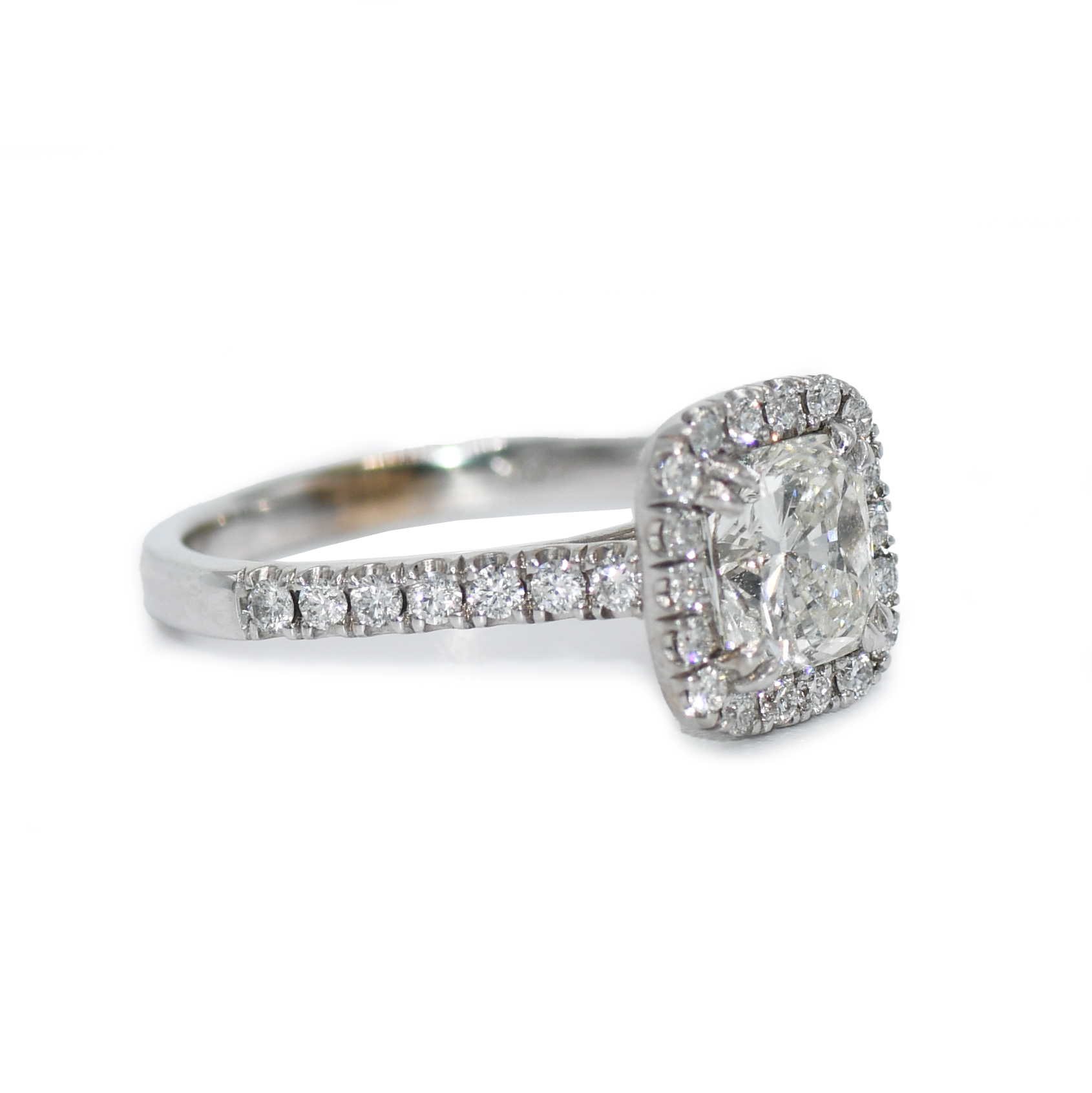 14K White Gold Square Modified Diamond Ring - Tangible Investments