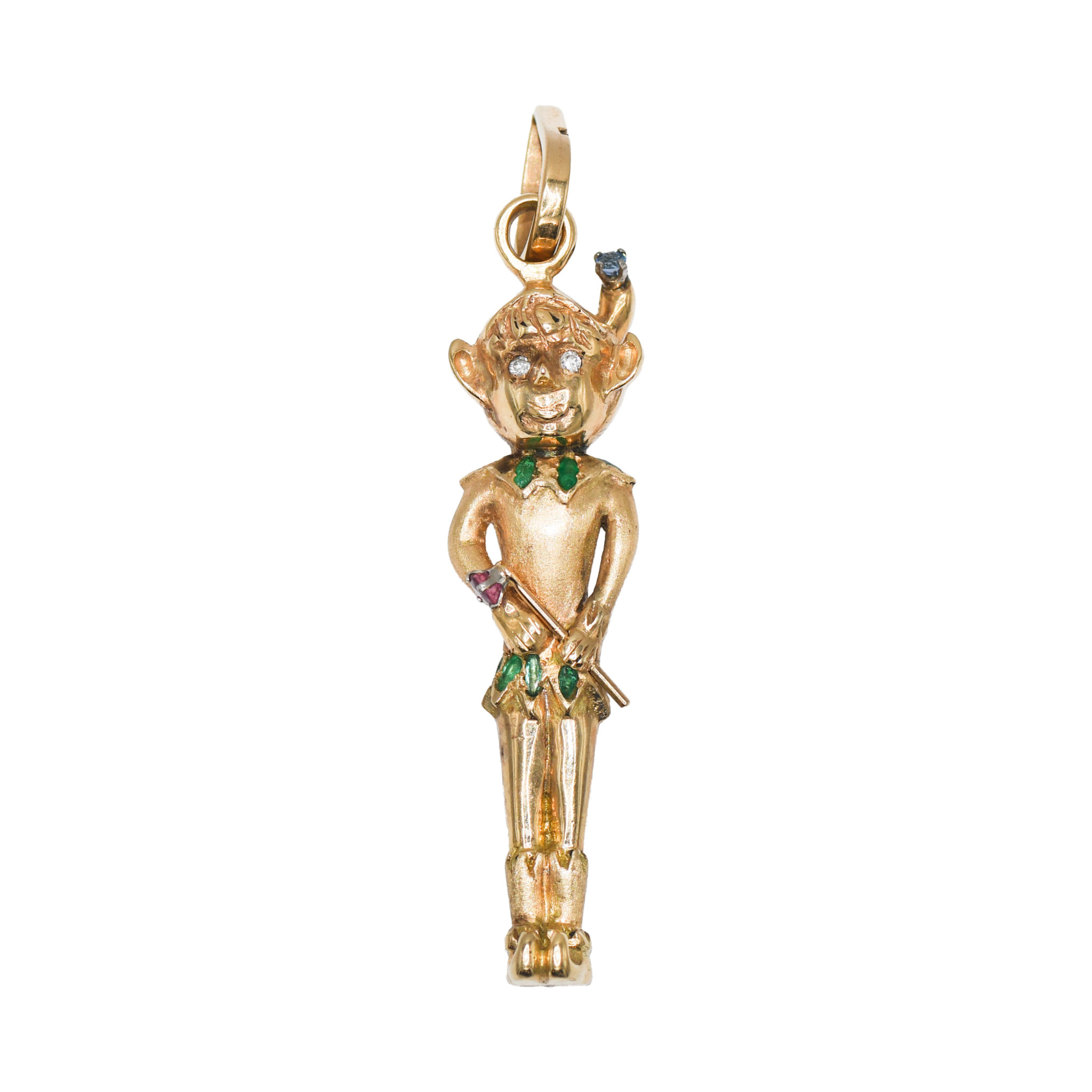 14K Yellow Gold Multi Stone Elf Pendant, 30.7gr - Tangible Investments
