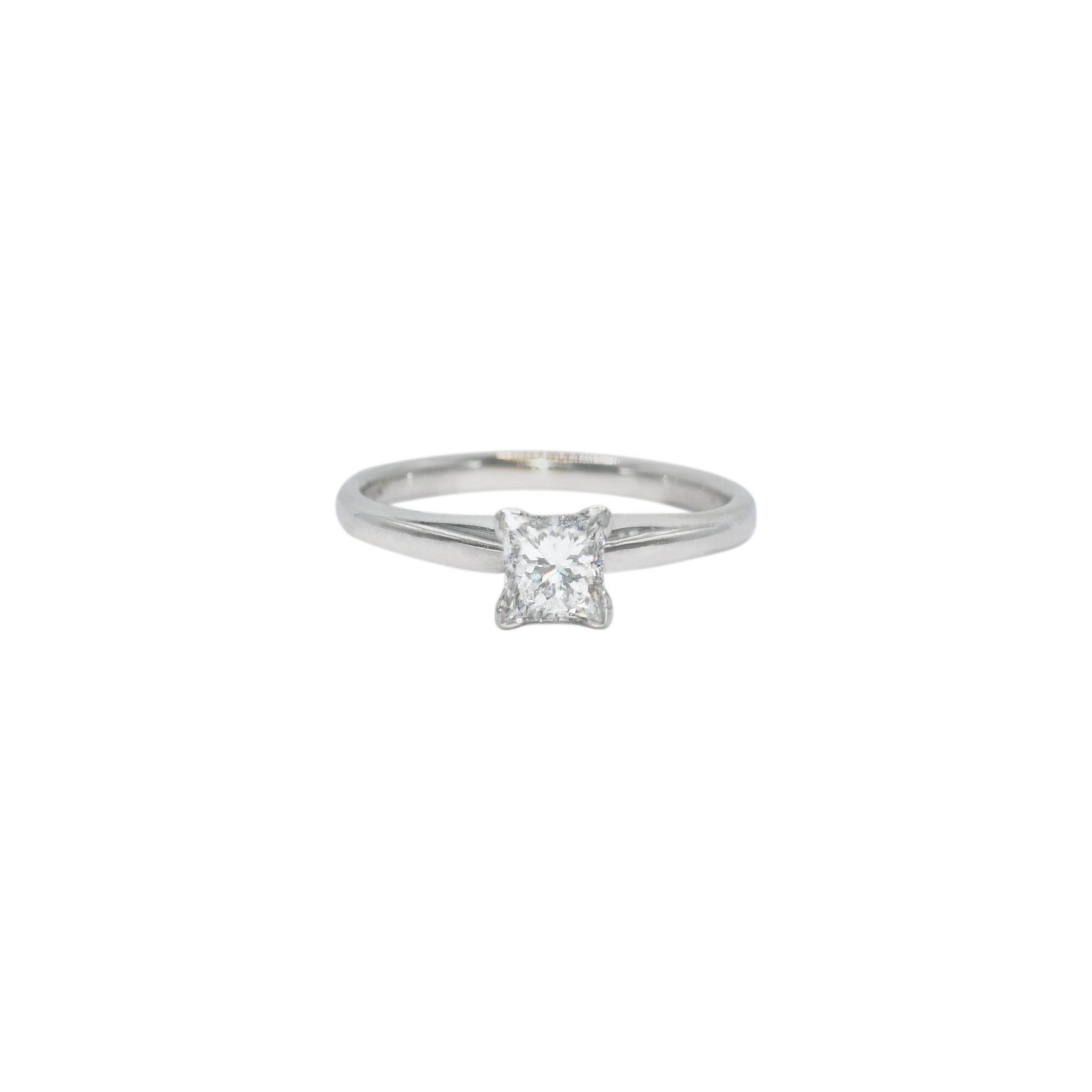 GSL Certified Princess Cut Diamond Ring in 18K White Gold