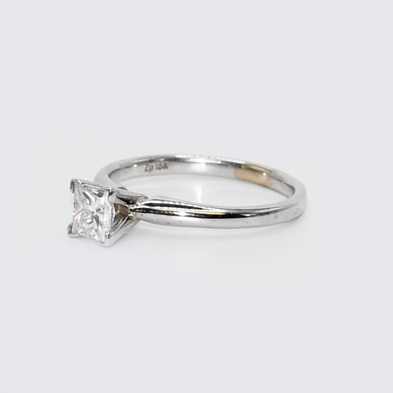 GSL Certified Princess Cut Diamond Ring in 18K White Gold