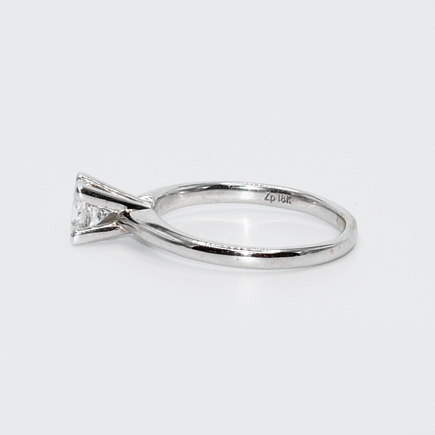 GSL Certified Princess Cut Diamond Ring in 18K White Gold