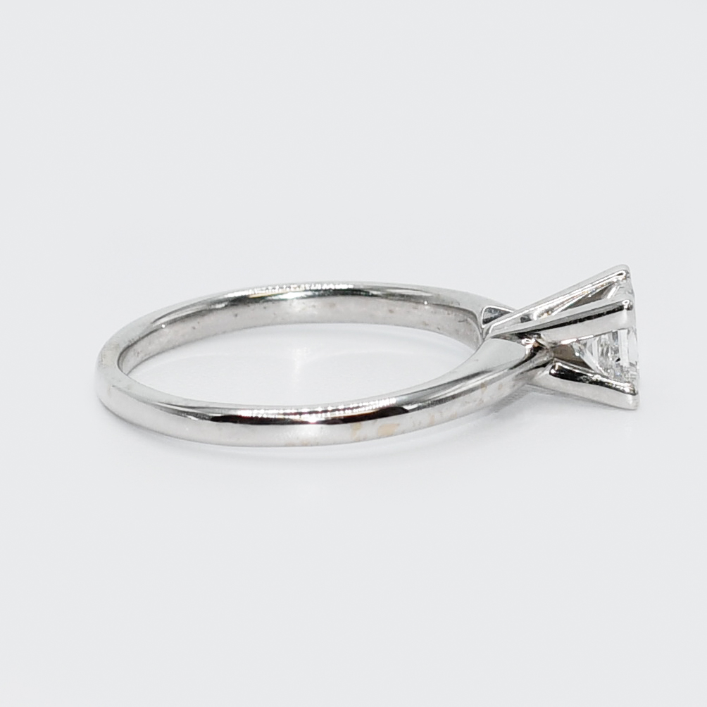 GSL Certified Princess Cut Diamond Ring in 18K White Gold