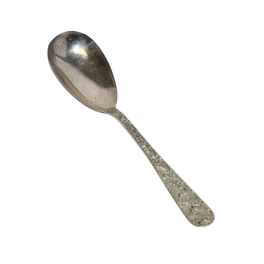 Repousse by Kirk Stieff Large Egg Shaped Solid Sterling Serving Spoon ...
