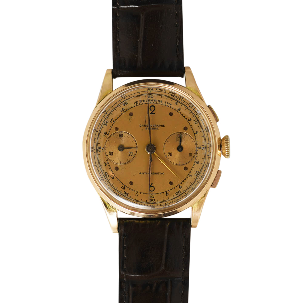 Vintage 18K Rose Gold Swiss Chronometer Watch, Manual - Tangible ...