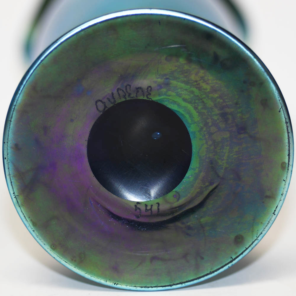 Steuben Blue Aurene Glass Pinch Rim Vase - Tangible Investments