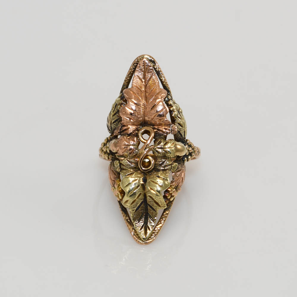 10K 2-tone Vintage Leaf Design Ring, 3.6gr - Tangible Investments