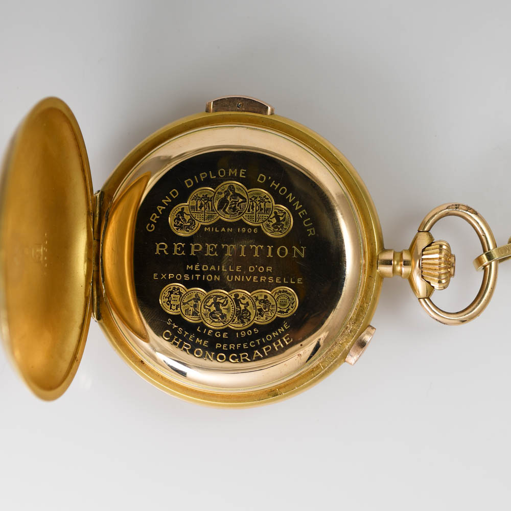 18K Yellow Gold Swiss Repeater Watch, Special Hunting Case - Tangible ...