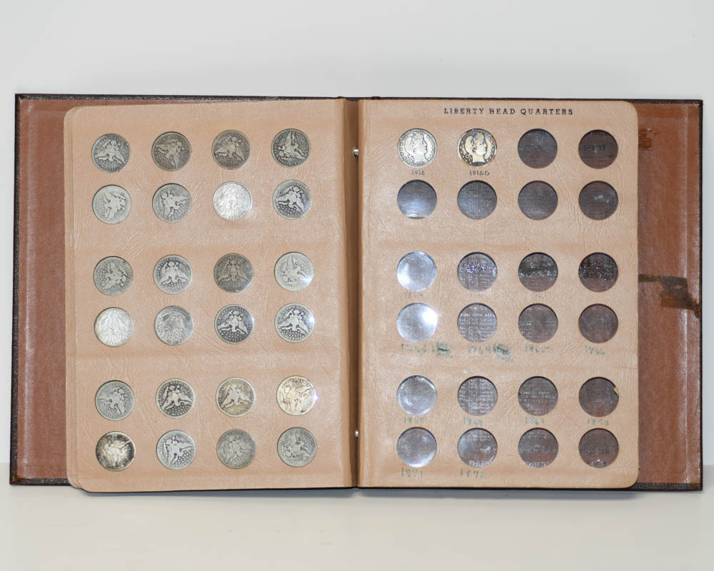 1892-1916 Barber Quarters Dansco Album 74 coins - Tangible Investments