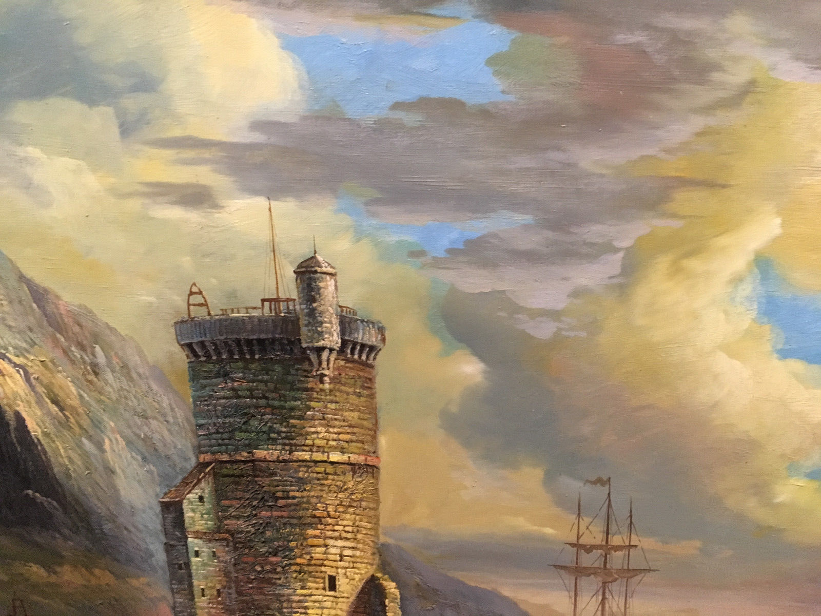 17th Century Style Harbor Scene Modern Oil on Canvas LARGE Oil Painting ...